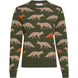 Brigitte von Sch&ouml;nfels Brigitte von Sch&ouml;nfels Pullover mit Fuchs-Intarsie Gr&uuml;n/Beige/Orange (Gr&ouml;&szlig;e: 36)