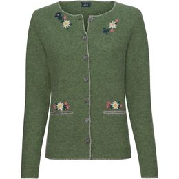 Luis Steindl Links-Links-Strickjacke mit Blumenstickerei Gr&uuml;n (Gr&ouml;&szlig;e: 34)