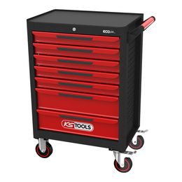KS Tools ECOline SCHWARZ/ROT Werkstattwagen mit 7 Schubladen (897.0007)