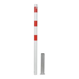 Schake Absperrpfosten Typ 460HB, herausnehmbar, &Oslash; 60mm, ohne Verschlu&szlig;, wei&szlig; / rot)