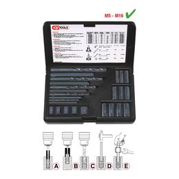 KS Tools Gewindeausdreh-Satz aus Chrom-Vanadium-Stahl mit Spiralbohrern, Gewindebohrern und Ausdrehwerkzeugen (25-tlg.) f&uuml;r Gewindereparatur, 1501305 (150.1305)