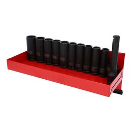 KS Tools 1/2" 12-kant-Kraft-Stecknuss-Satz, lang, 13-teilig (515.1140)