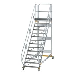 MUNK Aluminium-Plattformtreppe fahrbar 45&deg; 14 Stufen (600814)