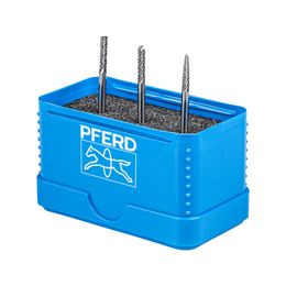 Pferd TOOLS Hartmetall Kleinfr&auml;sstift Set 1504 Zahnung 3 PLUS 3-tlg. &Oslash; 3mm Schaft-&Oslash; 3mm universal mittel kreuzverzahnt (21901504)