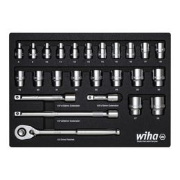 Ratschenschl&uuml;ssel Set 1/2" 25-tlg. in Schaumeinlage (44740) ; wiha)
