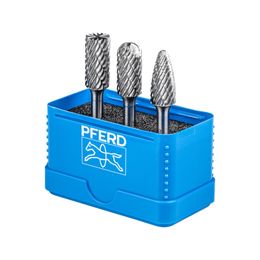 Pferd TOOLS Hartmetall Hochleistungsfr&auml;sstift Set 1414 ALLROUND 3-tlg. &Oslash; 12mm Schaft-&Oslash; 6mm universal grob (21901414)