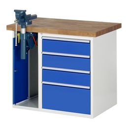 Rau Werkbank Modell 7510 mit 4 Schubladen und Schrank BxTxH 1000x700x840mm (03-7510A2-107B4S.11)