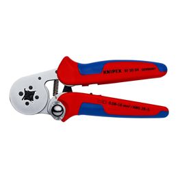 Knipex 97 55 04 Selbsteinstellende Crimpzange f&uuml;r Aderendh&uuml;lsen mit Seiteneinf&uuml;hrung mit Mehrkomponenten-H&uuml;llen verchromt 180 mm)