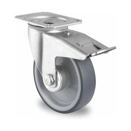 CASCOO Lenkrolle mit Totalfeststeller &oslash; 100 mm Serie P2V2 Rollenlager (TBP25W0100P2V2R1W)