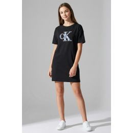 Shirtkleid Calvin Klein Jeans "TEE SHIRT DRESS LOGO PLACEMENT", M&auml;dchen, Gr. 10 (140), N-Gr, schwarz (ck schwarz), Single Jersey, Obermaterial: 94% Baumwolle, 6% Elasthan, unifarben, regular fit kniefrei, Rundhals, Kleider Shirtkleid, f&uuml;r Kinder bis 16 Jahre