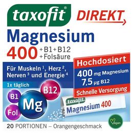 taxofit Magnesium 400 + B1 + B6 + B12 + Fols&auml;ure 800 Direkt-Granulat 20 St.