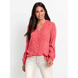WITT Damen Langarm-Bluse mit Tupfen-Print, koralle-ecru-bedruckt, Gr&ouml;&szlig;e 36