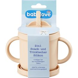 babylove Snack- und Trinkbecher 2in1 Silikon, beige