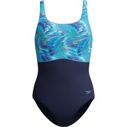 Speedo PRINT CONTOUR ECLIPSE Badeanzug Damen - Gr&ouml;&szlig;e 38 - blau