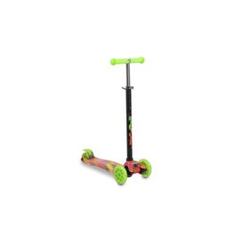 Byox Kinderroller Scooter Rapture aus Alu, Wassertransferdruck, PU Leuchtr&auml;der in gr&uuml;n