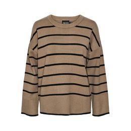 Pieces Pullover 'PCMATHILDE' Damen Gr&ouml;&szlig;e XXL taupe / schwarz