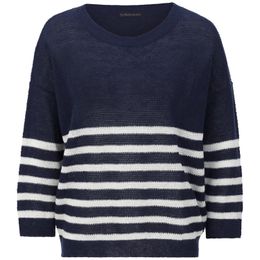Les Racines du Ciel Damen-Strickshirt gestreift L/XL Navy-Wei&szlig;