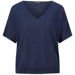 Les Racines du Ciel Damen-Strickshirt V-Ausschnitt L/XL Navy