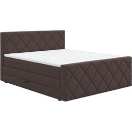 Boxspringbett COTTA, B:201cm L:228cmcharcoal, keder: anthrazit, 100% POLYESTER (PES), Komplettbetten, "Tower inkl. Bettkasten, mit Keder in