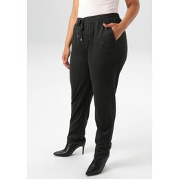 ANISTON PLUS Damen Schlupfhose, schwarz-wei&szlig;, Gr. 48, gemustert, Jersey, Obermaterial: 65% Baumwolle, 23% Polyester, 9% Viskose, 3% Elasthan, Hosen,