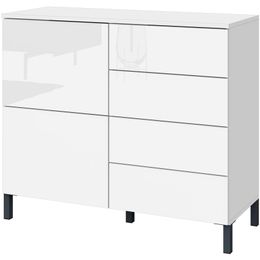 borchardt M&ouml;bel Kommode BORCHARDT M&Ouml;BEL, B:93cm H:80cm T:35cm, wei&szlig;, Spanplatte, Sideboards, "Haama, modern, grifflos, Metallf&uuml;&szlig;e, praktisch, 2 T&uuml;ren", Push-To-Open,