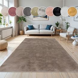 Fellteppich Paco Home, B:140cm H:14mm L:200cm, grau, Polyester, Teppiche, "Kunstfell Soft 380", Langflor, Kuschelteppich - besonders weich, Uni-Farben