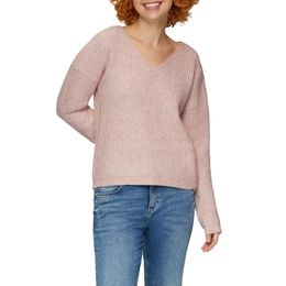 QS Damen Strickpullover, pink, Gr. XL, meliert, Strick, Obermaterial: 100% Baumwolle, Pullover, in Melange Optik