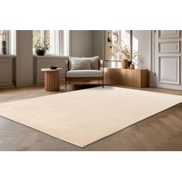 Teppich Kayoom, B:160cm H:14mm L:220cm, beige, Polyester, Wohnzimmer, Teppiche, "Earthquake 225", auch als L&auml;ufer, dichter uni Kurzflor, Wohnzimmer