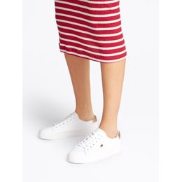 Tommy Hilfiger Damen Plateausneaker "VULC CANVAS LACE UP SNEAKER", Gr. 35, wei&szlig;, Baumwolle, Schuhe, Freizeitschuh, Halbschuh, Schn&uuml;rschuh, in