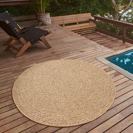 Teppich the carpet, H:1mm &Oslash;:160cm, beige, Polypropylen, Flur, Teppiche, "Kansas", moderner robuster In und Outdoor Teppich Jute Look