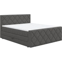 Boxspringbett COTTA, B:201cm L:228cmanthrazit, keder: light grau, 100% POLYESTER (PES), Komplettbetten, "Tower inkl. Bettkasten, mit Keder in