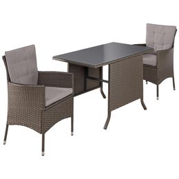 Konifera "Balkonset "Mailand"" Set, 2x Sessel, 1x Tisch 112x65 cm, inkl. Auflagen, Polyrattan, 7 Stk. tlg. Tischplatte aus Sicherheitsglas
