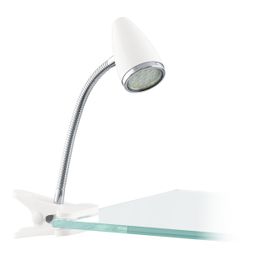 Eglo Klemmleuchte "RICCIO 1 Klemmlicht - Kunststoff, Stahl - GU10 - 1X2,8W - IP20", 1, H: 33cm, 1 Stk.wei&szlig;, chrom, Leuchten, Klemmlampe,