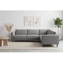 Ecksofa Home Affaire "Sveeva, L-Form, B.288 cm, schwarze Metallf&uuml;&szlig;e", taupe, B:288cm H:78cm T:243cm, 100% PES, Sofas, Ecksofa, langlebiger Webstoff, mit Wellenunterfederung, viele Farben