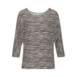 Lascana Damen 3/4-Arm-Shirt "mit modischem Zebra-Muster", grau, Gr. 32, gemustert, Strick, Obermaterial: 50% Viskose (LENZING ECOVERO ), 46%