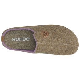 Rohde Damen Pantoffel "Foggia-D", Gr. 40, beige, Filz, meliert, Schuhe, Hausschuh, Clog, zweifarbiger Homeslipper mit Profilsohle