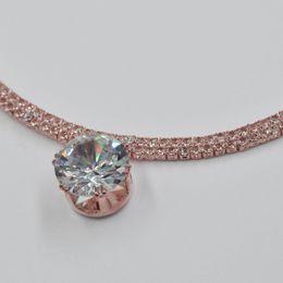 Steuer Damen Collierkettchen "Metall rose Glasstein wei&szlig;", 57,0cm, Metall, L: 57 B: 15mmrosa, Metall, B:15mm, Halsketten