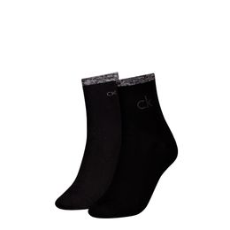 Damen Socken "CK WOMEN SHORT SOCK 2P SHINY LOGO", Calvin Klein Jeans, Gr. 35, schwarz, Obermaterial: 33% Modal, 31% Polyamid, 30% Baumwolle, 4%