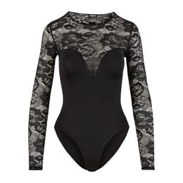 Body Urban Classics "Urban Classics Ladies Round Neck Lace Body", Damen, Gr. XS, US-Gr&ouml;&szlig;en, schwarz, 100% Baumwolle, Bodys Body