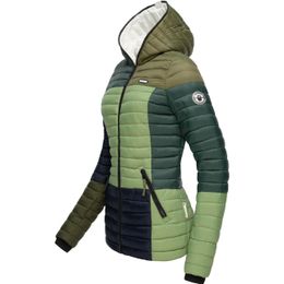 Navahoo Damen Steppjacke "Multikulti", gr&uuml;n, Gr. XS, colorblocking, Obermaterial: 100% Nylon; Futter: 100% Polyester; Wattierung: 100% Polyester;