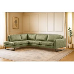 Ecksofa Home Affaire, B:290cm H:85cm T:217cm, gr&uuml;n, Luxus-Microfaser in Lederoptik (100% Polyester);Cord (92% Polyester, 8% Polyamide), Wohnzimmer,