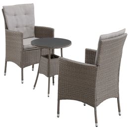 Konifera "Balkonset "Mailand"" Set, 2 Sessel, Tisch &Oslash; 50 cm, inkl. Auflagen, 7 Stk. tlg. Polyrattan, Tischplatte aus Sicherheitsglas, verzinkter Stahl