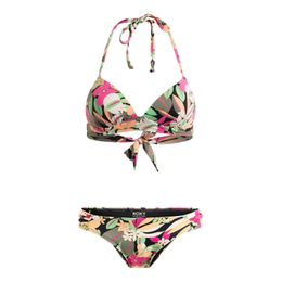Roxy Damen Triangel-Bikini "Printed Beach Classics", grau, Gr. L, 87% Nylon, 13% Elasthan, Bikini-Sets