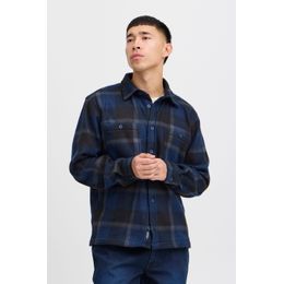 Blend Herren Langarmhemd "BHOvershirt", blau, Gr. XXL, kariert, 100% Polyester, Hemden, L&auml;ssiges kariertes Overshirt mit Brusttasche
