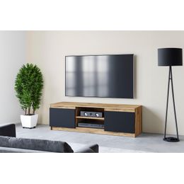 Lowboard Home Affaire, B:120cm H:35,5cm T:38cm, braun, Wohnzimmer, Sideboards, "DINGO", zeitloser TV-Schrank, TV-Board Breite 120 cm, grifflose