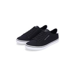 Tommy Hilfiger Herren Sneaker "VULC CORE LONG LACE", Gr. 41schwarz, Baumwolle, unifarben mit Farbeinsatz, Schuhe, Freizeitschuh, Halbschuh,