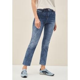 Cecil Damen Gerade Jeans, blau, Gr. 36, unifarben, Jeans, 100% Baumwolle, Jeans, High Waist