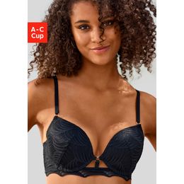 Lascana Damen Push-up-BH "Marla", Gr. 80, schwarz, Spitze, Obermaterial: 51% Polyamid, 44% Polyester, 5% Elasthan, BHs, mit integrierten Kissen und