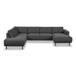 Wohnlandschaft OTTO HOME, B:310cm H:78cm T:197cmanthrazit, 100% PES, Sofas, "Sveeva, U-Form, XXL, B.310 cm, schwarze Metallf&uuml;&szlig;e", langlebiger