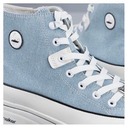 Rieker Damen Plateausneaker, Gr. 42, wei&szlig;, Lederimitat, Textil, Schuhe, High Top-Sneaker, Schn&uuml;rboots in veganer Verarbeitung